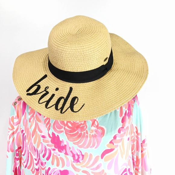 Accessories | Bride Straw Sun Hat Os Wedding Bachelorette Bridal Shower ...